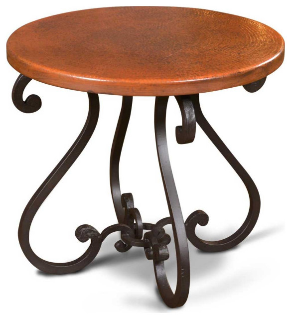 Laredo Round Copper End Table - Mediterranean - Side Tables And End ...