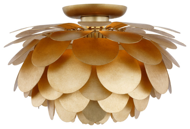 Cynara Large Flush Mount in Burnished Silver Leaf - Transitional ...