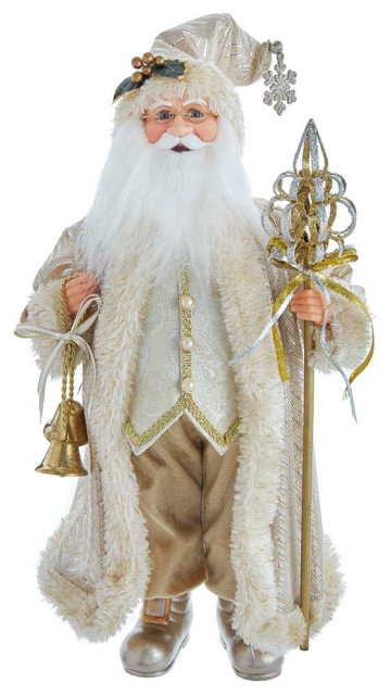 17" Light Gold Santa, Staff and Bells, 17'' - Holiday Accents And ...