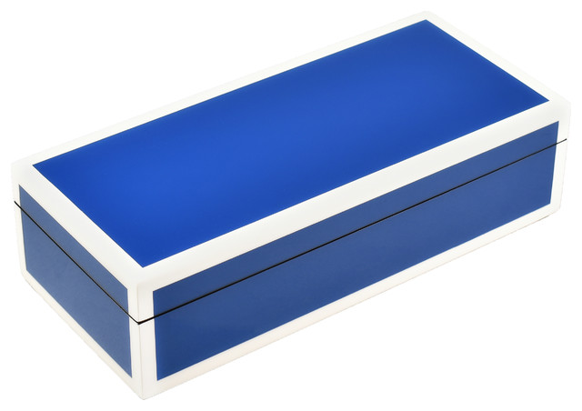 Lacquer Long Pencil Box, True Blue - Contemporary - Decorative Boxes ...