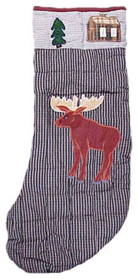 Moose, Moose Stocking 8"X21" - Rustic - Christmas Stockings And Holders ...