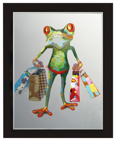 Frog Shopping Handmade Wall Art Framed Museum Quality Wall Decor Size ...
