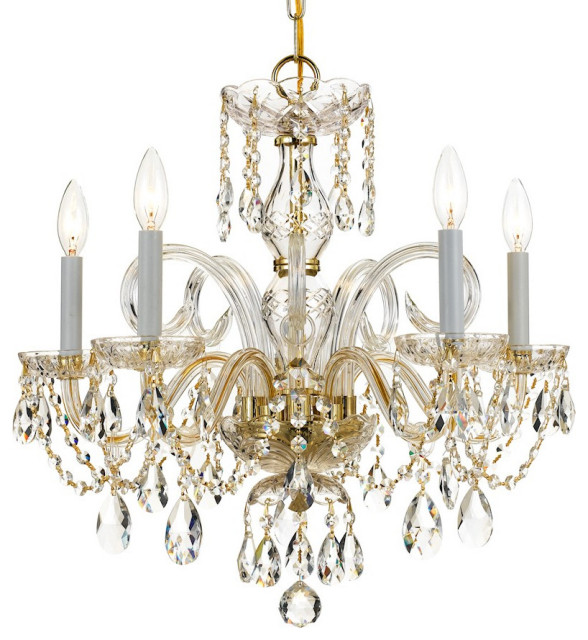 Crystorama Crystal 5 Lt Swarovski Strass Crystal Brass Chandelier I ...