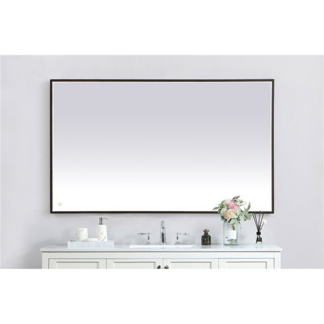 Elegant Decor Pier 36x60" Modern Aluminum LED Mirror in Black ...