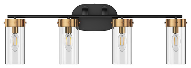 Modern 4-Light Bathroom Vanity Lighting Fixture with Glass Shades ...