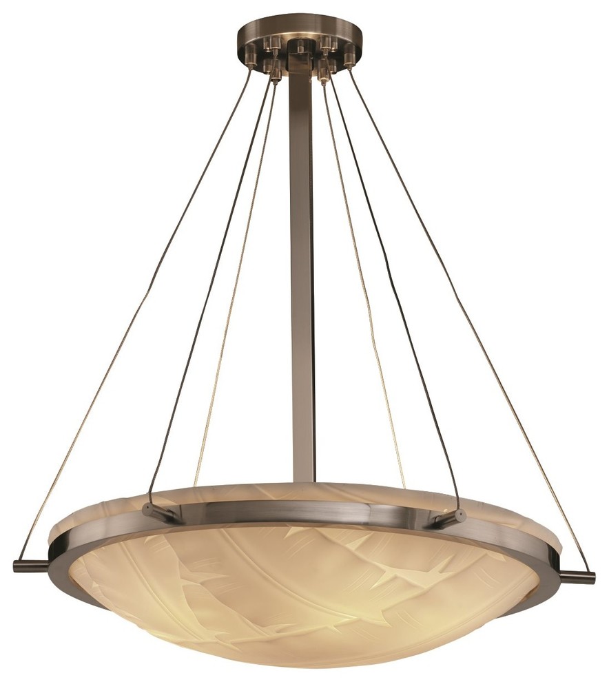 Justice Designs Porcelina 24" Round Pendant Bowl w/Ring - Brushed ...