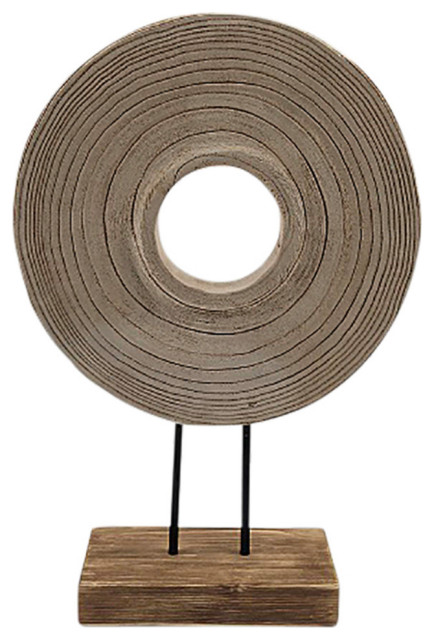 Wood 18" Disc Table Top Decor, Natural - Contemporary - Decorative ...