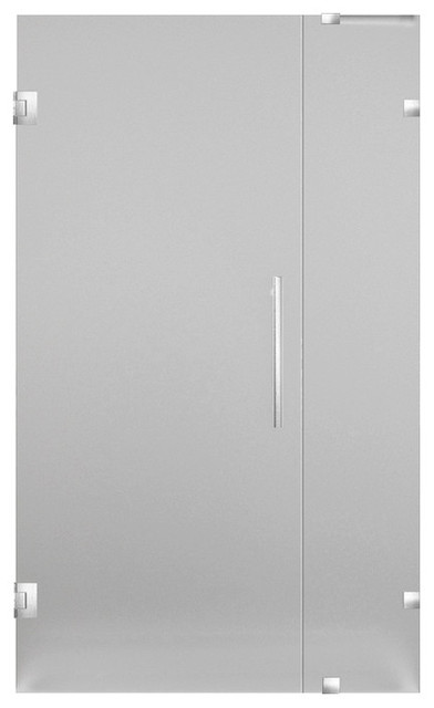 Nautis Frameless Hinged Shower Door Frosted Stainless Steel 30x72