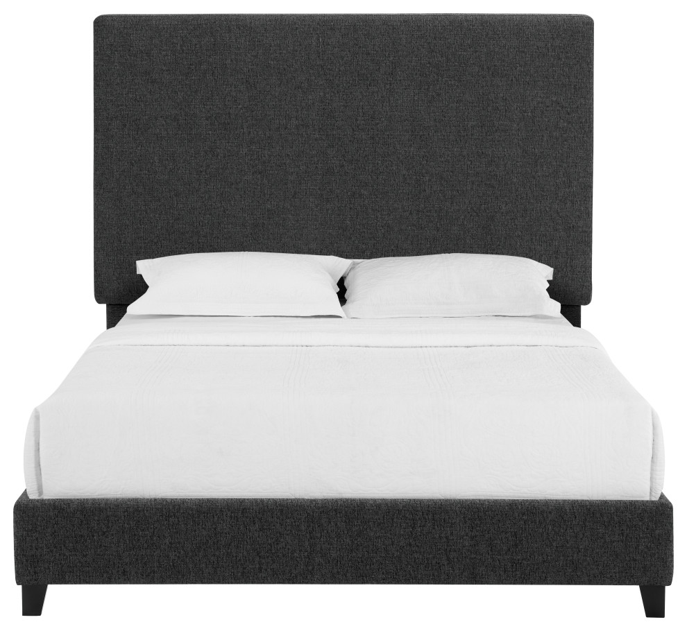 Legends Home Queen Size Charcoal Grey Upholstered Platform Bed ...