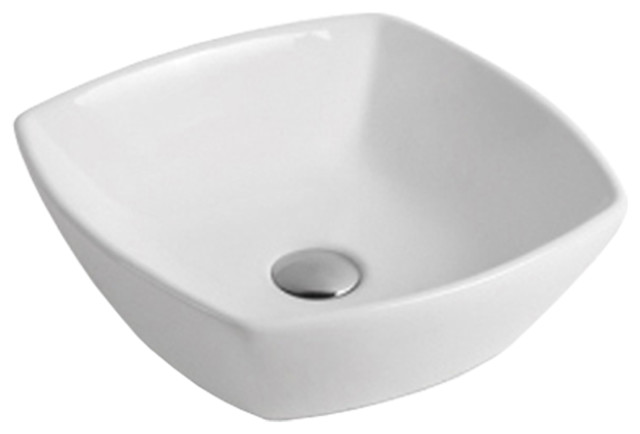 Softened Square, Bright White Vessel Sink - Contemporary - Bathroom ...