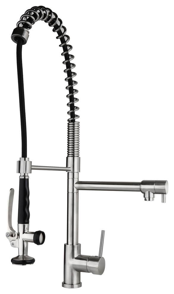 Pull Down Pre-rinse Spring Sprayer Kitchen Sink Faucet with Deck Plate ...