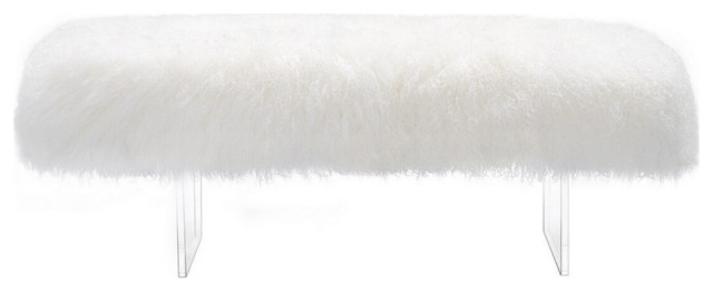 Ramona Sheepskin Bench, White - Modern - Upholstered Benches - by ...