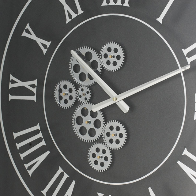 Vintage Style Gears Black and Silver Square Wall Clock - Contemporary ...