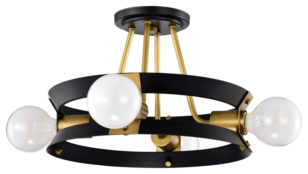 Marsden 4 Light Semi Flush - Industrial - Flush-mount Ceiling Lighting ...