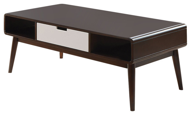Trendy Coffee Table, Espresso and White - Midcentury - Coffee Tables ...