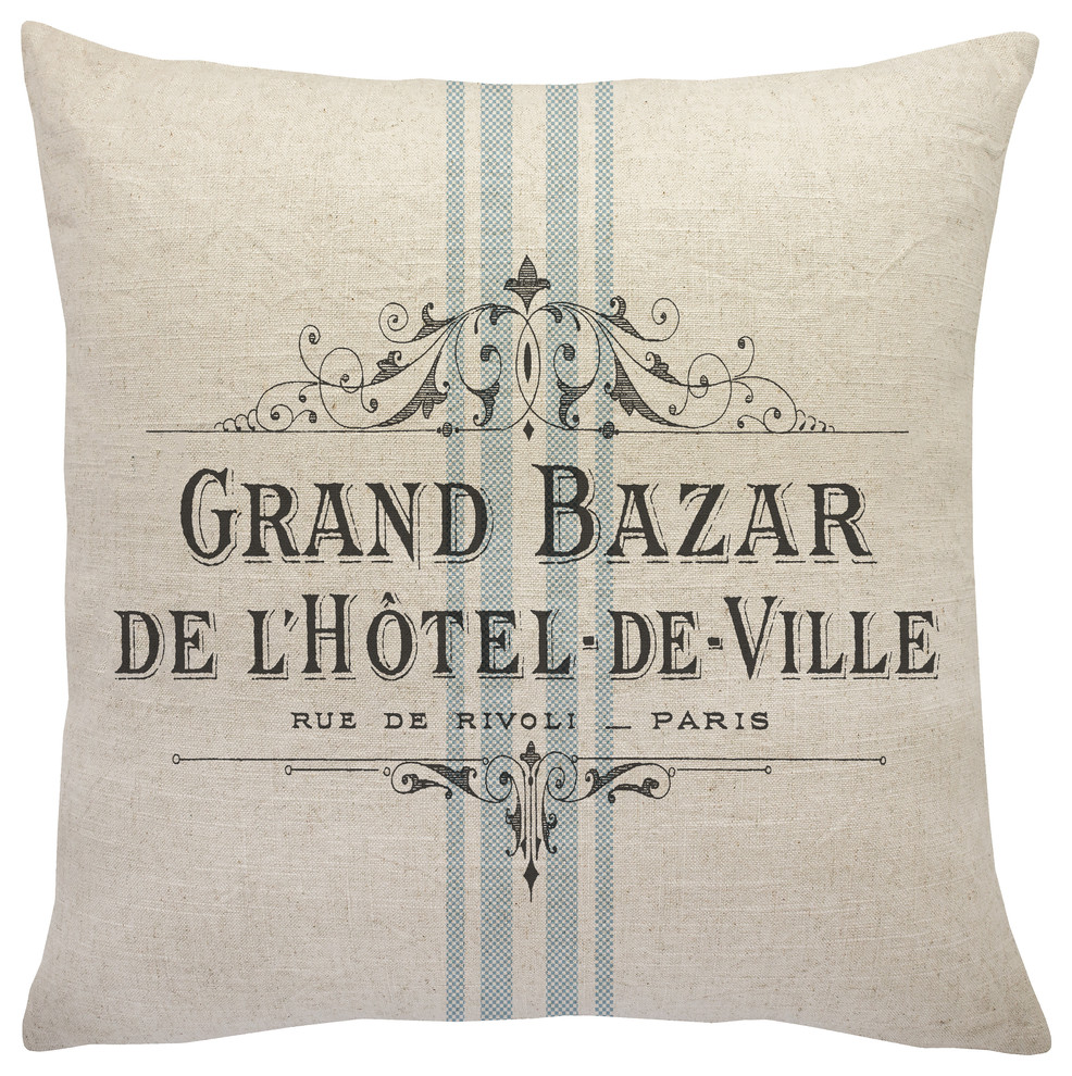 French Grain Sack Linen Throw Pillow French Country Decorative Pillows By Thewatsonshop