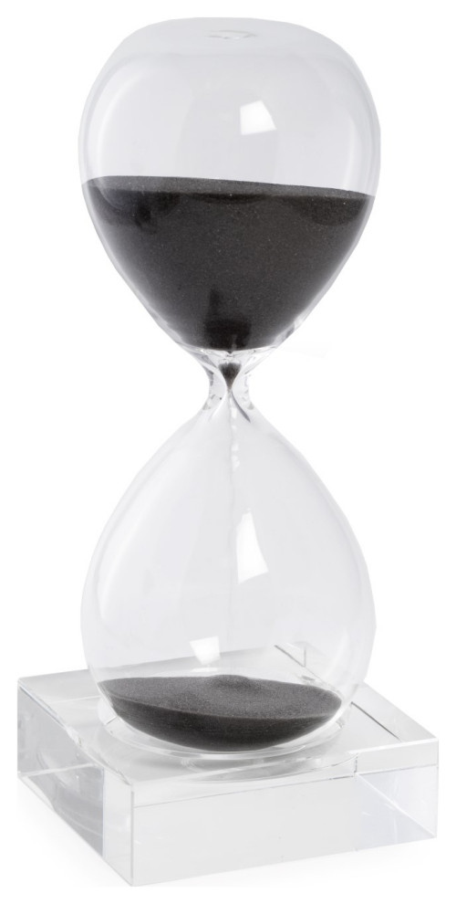30 Minute Crystal Sand Timer On Crystal Base, Black Sand - Contemporary ...