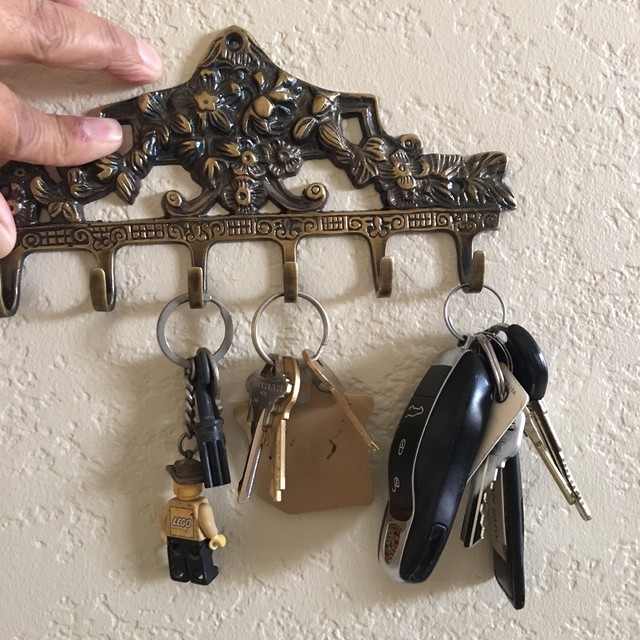 Victorian 6-Hooks Key Rack, Antique Brass Finish - Victorian - Wall ...
