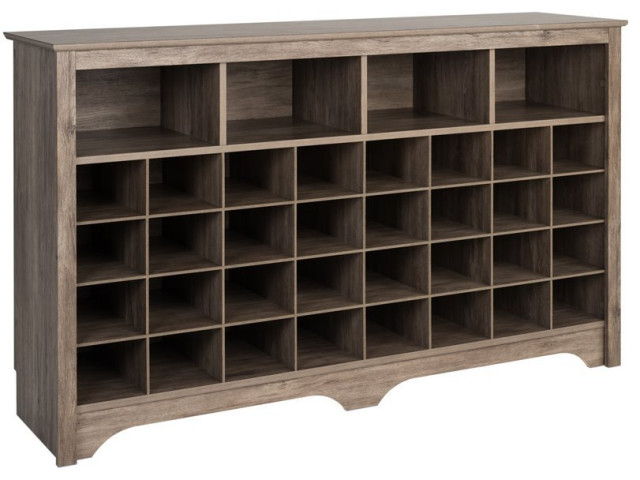 Prepac 36 Cubby 60" Versatile Wooden Shoe Cubby Console in White ...