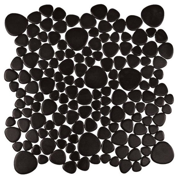 Porcelain Matte Black Pebble Tile - Contemporary - Mosaic Tile - by ...
