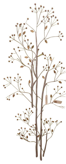 Contemporary Flower Branch Wall Art, Modern Silver Metal - Contemporary ...