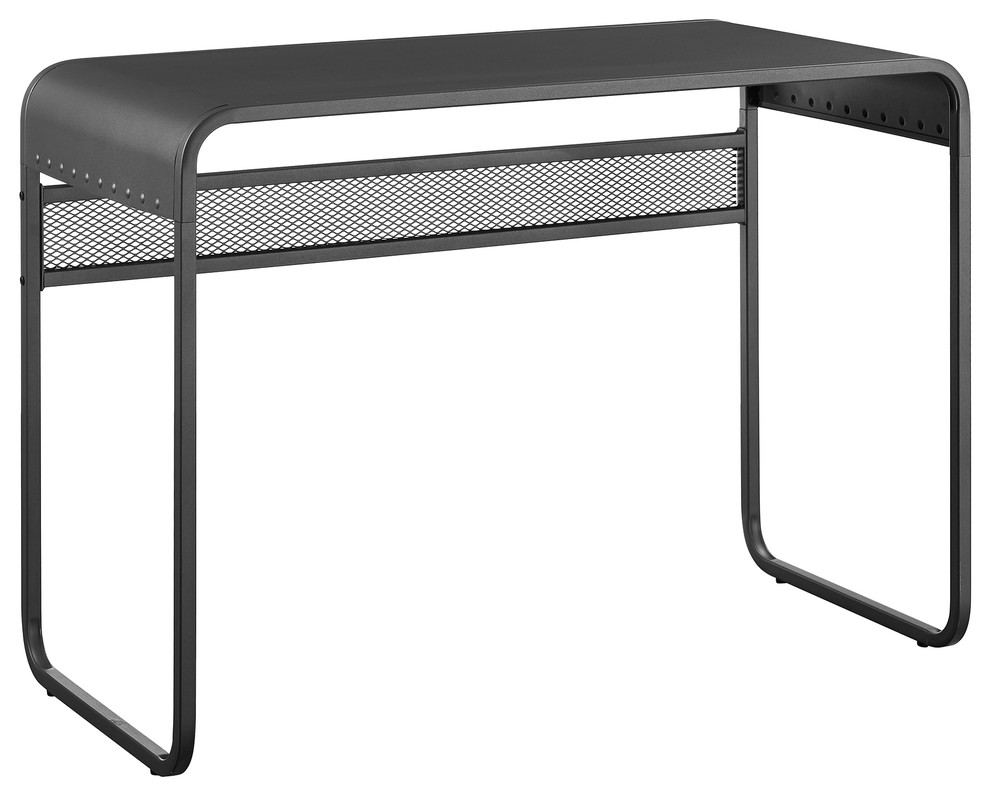 42" Modern Urban Industrial Metal Writing Computer Desk With Curved Top ...
