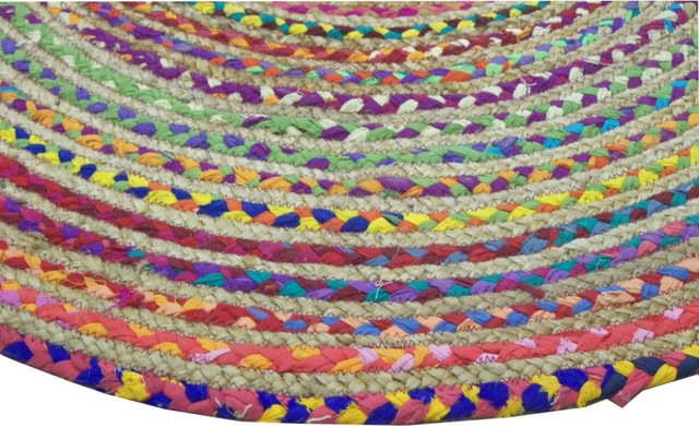 48 Inches Round Rainbow Chindi Rag Rug, Multicolor - Contemporary ...