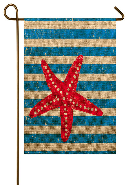 Starfish Burlap Garden Flag, 12" W x 18" H - Beach Style - Flags And ...