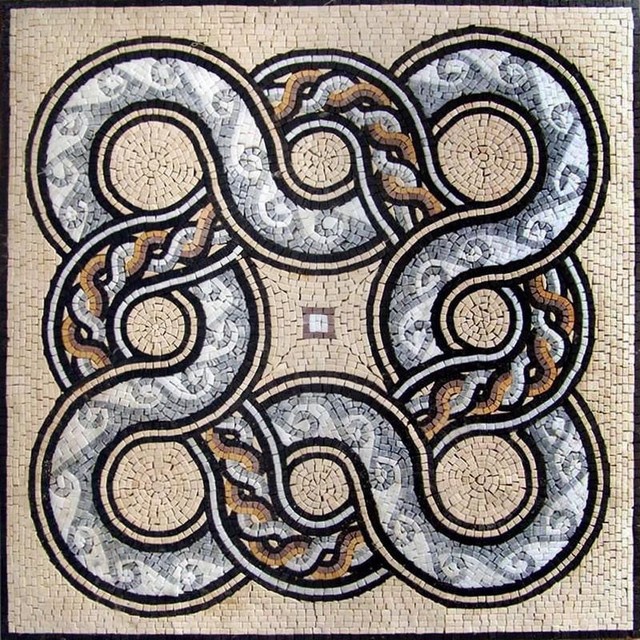 Marble Roman Mosaic, August Ii, 35" x 35" - Traditional - Tile Murals ...