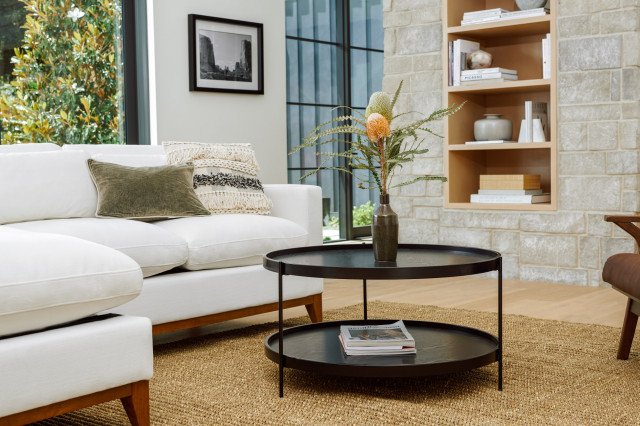 Vestal Round Farmhouse Style Cocktail Table - Transitional - Coffee ...