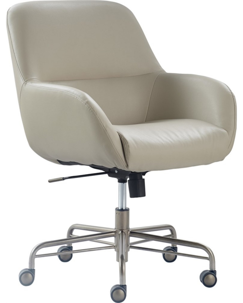 Pemberly Row Modern / Contemporary Leather Office Chair Cream ...