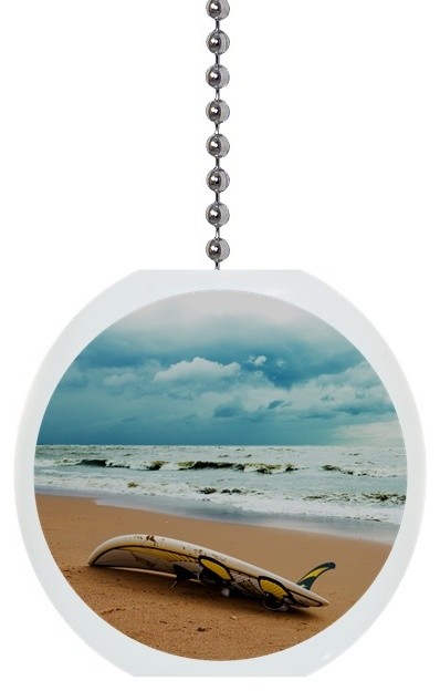 Surfboard on Beach Ceiling Fan Pull - Beach Style - Ceiling Fan ...