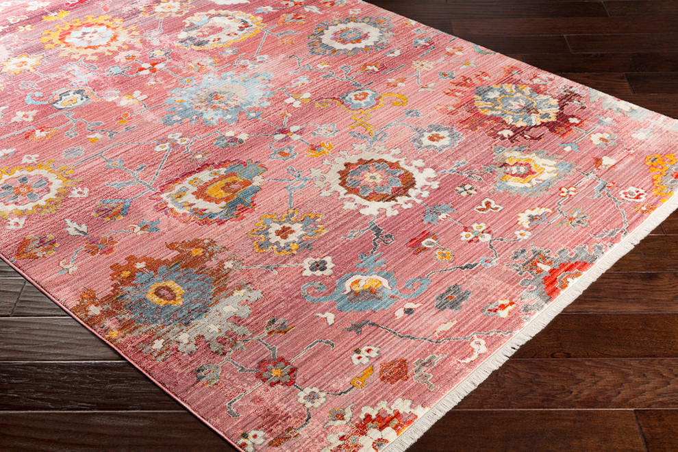 Ephesians Updated Traditional Pale Pink, Rose Area Rug, 9'x12'10 ...