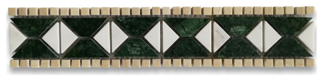 Marble Mosaic Border Listello Accent Tile Tahitian Green Polished, 1 ...