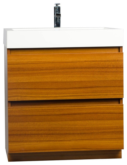 29.5" Contemporary Bathroom Vanity, Teak - Contemporary - Bathroom ...