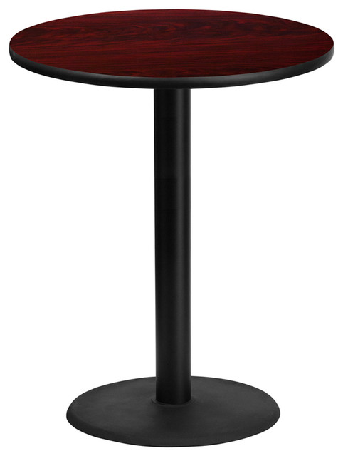 36'' Round Mahogany Laminate Table Top With Bar Height Table Base, 36"W ...