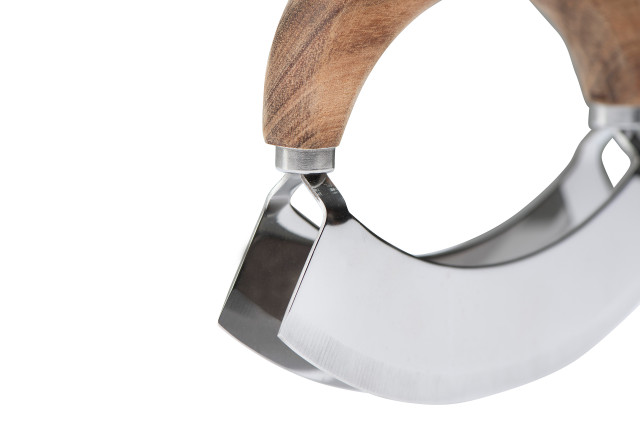 Acacia Wood/Stainless Steel Mezzaluna With Square Cutting Board, 2 ...