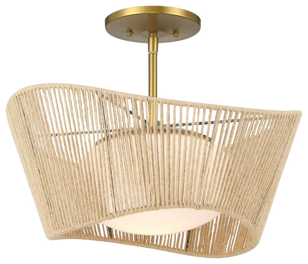 Key Largo 1-Light Semi Flush Mount, Soft Brass - Beach Style - Flush ...