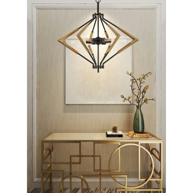Antique Brass/Black Metal Malounta, Chandelier, Fx-3709-6 - Industrial - Chandeliers - by GwG ...