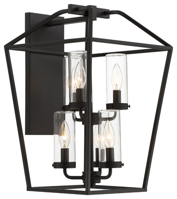 Bastille 6-Light Lantern, Black - Transitional - Outdoor Wall Lights ...