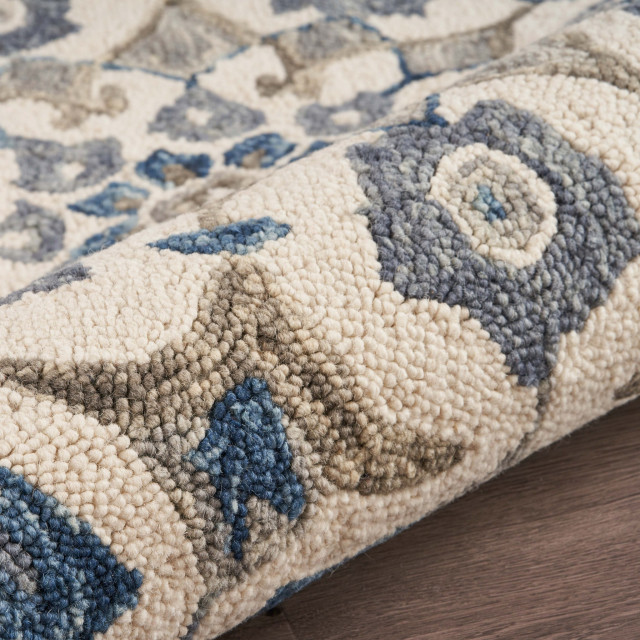 6' Round Blue Floral Oasis Area Rug - Contemporary - Area Rugs - by ...