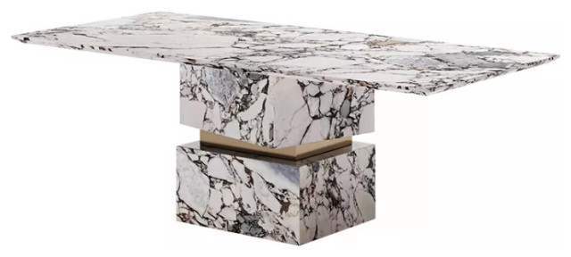 White Marble Dining Table, Small - Contemporary - Dining Tables - by ...