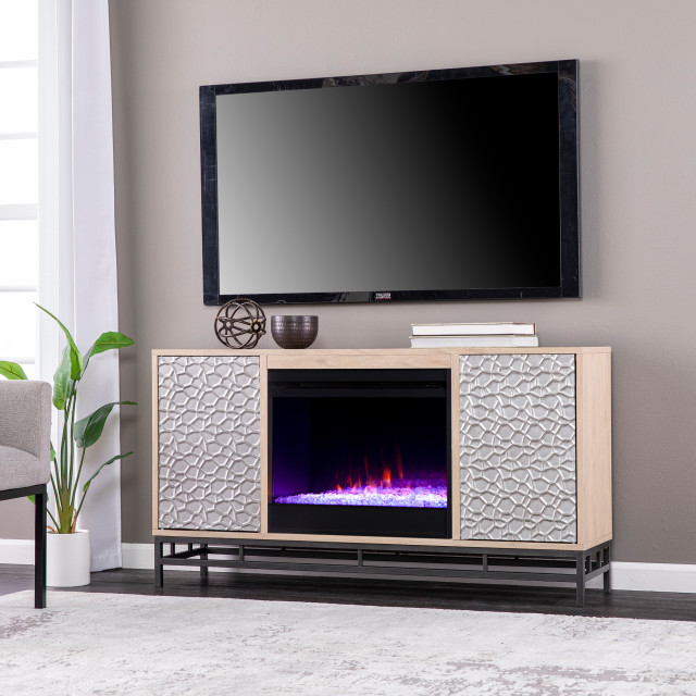 Hatherleigh Color Changing Fireplace With Media Storage, Natural ...