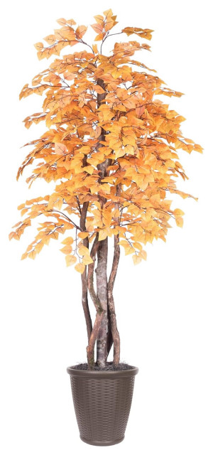 Vickerman TEX2270-RB 7' Artificial Golden Tree Brown Round Plastic ...