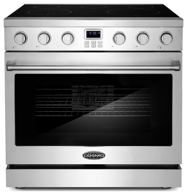 36" 6.0 cu.ft. Electric Range With 5 Burner Glass Cooktop, Stainless ...