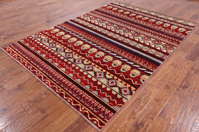 Hand Knotted Wool Southwest Design Area Rug 6' X 9', 6' 0" X 8' 9 ...