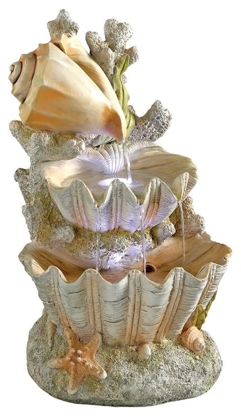 Oceans Bounty Cascading Shell Fountain - Beach Style - Outdoor ...