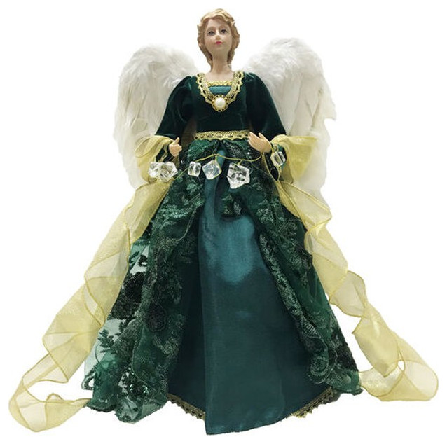 December Diamonds Peacock Teal Angel Topper Figurine - Contemporary ...