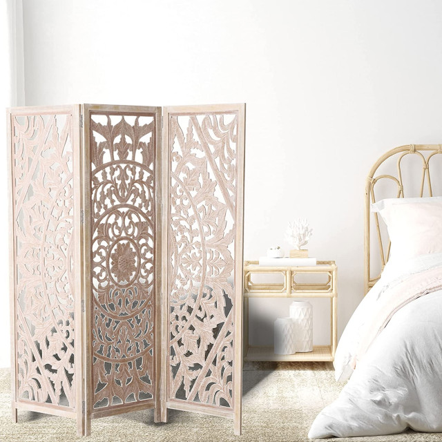 Daisy Mandala Room Divider, 71.5 Inches Tall - French Country - Screens ...