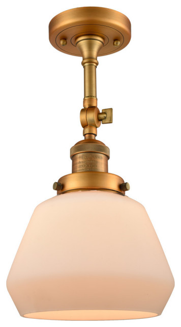Innovations Fulton 1-Light Semi-Flush Mount, Brushed Brass - Industrial ...